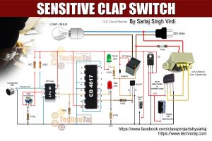 Sensitive Clap Switch using 741 & CD4017 - Electronic School Project
